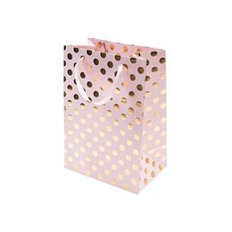 Rico Design Tragetasche Rico Design Geschenktüte rosa Punkte gold 18x26x12cm