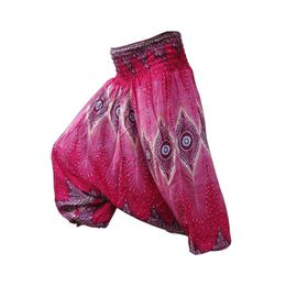 PANASIAM Pumphose Aladinhose Pfauenauge Haremshose aus 100% natürlicher Viskose Pumphose für Damen bequeme Freizeithose Pluderhose