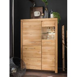 Casamia Highboard Hochanrichte Highboard Massivholz B102 H141cm Faro Wildeiche massiv