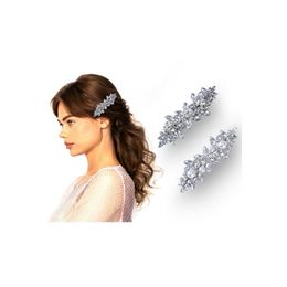 AquaBreeze Haarclip 2 Stück Perlen Strass Haarspangen Silber Kristalle Braut Haarspangen