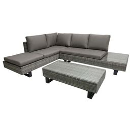 etc-shop Stuhl, Lounge-Eckgruppe Lounge-Sofa Grau Aluminium 3-tlg L 210 cm Wohnzimmer