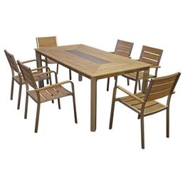 etc-shop Stuhl, Garten Sitz Tisch Gruppe Veranda Aluminium Terrasse champagnerfarben