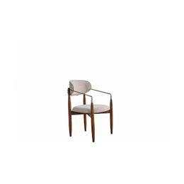 JVmoebel Esszimmerstuhl Perfekte Weiß Küchenstuhl Luxus Esszimmermöbel mit Braunen Beinen (1 St)