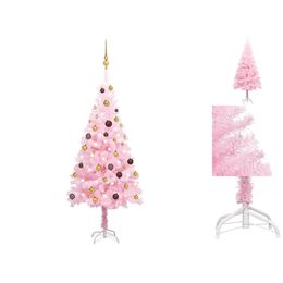 vidaXL Künstlicher Weihnachtsbaum Künstlicher Weihnachtsbaum mit LEDs Schmuck Rosa 150 cm PVC