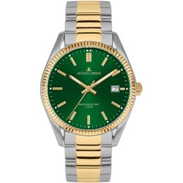 Quarzuhr Jacques Lemans "Derby" Armbanduhren goldfarben (goldfarben, grün) Damen Quarzuhren