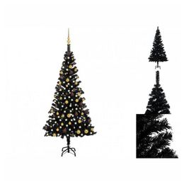 vidaXL Künstlicher Weihnachtsbaum Künstlicher Weihnachtsbaum mit LEDs Schmuck Schwarz 180cm PVC
