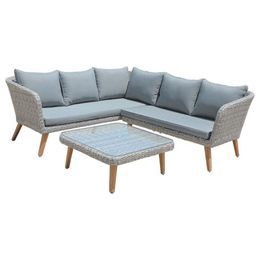 etc-shop Stuhl, Lounge-Set Grau Sitz Tisch Gruppe Garten Veranda Terrasse Rattan-Optik