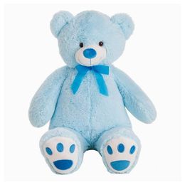 BEMIRO Tierkuscheltier Teddybär XXL blau mit Schleife