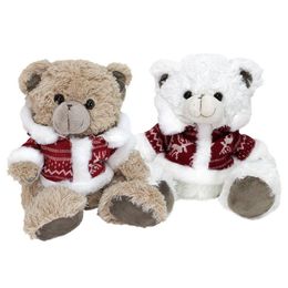 BEMIRO Tierkuscheltier Plüsch Winter Teddybär mit Weihnachtsjacke