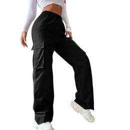 ZWY 2-in-1-Hose Damen Cargo Hose Straight Sweathose Elastische Bund Capri Hosen