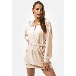 enflame Shirtkleid Long Oversized Hoodie Dress Nicki Velours Kapuzen Pullover Kleid (lang