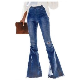 TZTA Trading UG Stretch-Jeans Damenjeans Skinny Jeans Schlaghose hochelastischem Destroyed Jeans