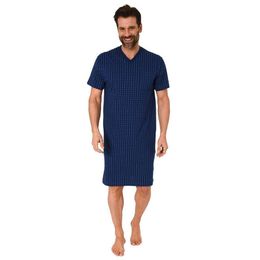 Normann Pyjama Herren Kurzarm Nachthemd in Streifenoptik – auch in Übergrössen
