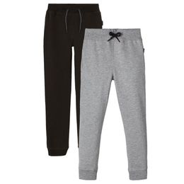 name it Sweatpants 2-er Set Basic Jogginghose Sweatpants Gefüttert NKMSWEAT (2-tlg) 5483 in Grau-Schwarz