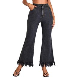 TZTA Trading UG 3/4-Jeans Damen Vielseitige Jeans-Schlaghose im Retro-Stil