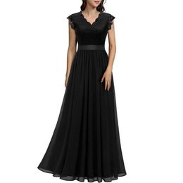 B.X Abendkleid Damen kurze Ärmel Ballkleid Maxikleid Partykleid Cocktailkleid V-Ausschnitt Anmut Slim-Fit Brautkleid Freizeit Spitzenkleid