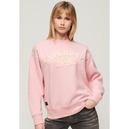 Sweatshirt Superdry "APPLIQUE ATHLETIC LOOSE SWEAT" Gr. L, pink (romance rose pink) Damen Sweatshirts