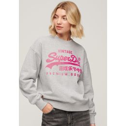 Sweatshirt Superdry "TONAL VL LOOSE SWEATSHIRT" Gr. L, grau (flake grey marl) Damen Sweatshirts