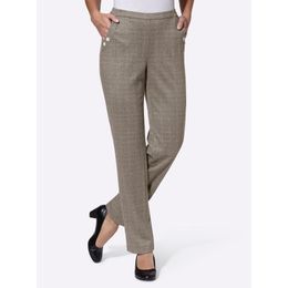 Jerseyhose Classic Basics Gr. 48, Normalgrößen, grau (dunkeltaupe, dunkeltaupe, kariert) Damen Hosen Jerseyhosen