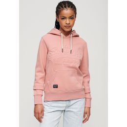 Kapuzensweatshirt Superdry "EMBOSSED VL GRAPHIC HOODIE" Gr. L, pink (blush pink) Damen Sweatshirts