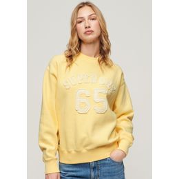 Sweatshirt Superdry "APPLIQUE ATHLETIC LOOSE SWEAT" Gr. L, gelb (pale yellow) Damen Sweatshirts