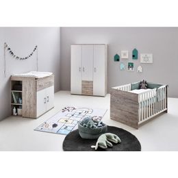 Lüttenhütt Lüttenhütt Babyzimmer-Komplettset Rieke, (Set, 4-St., Kinderbett, Regal, Schrank, Wickelkommode), Made in Germany; mit Kinderbett, Regal, Schrank und Wickelkommode, braun|weiß