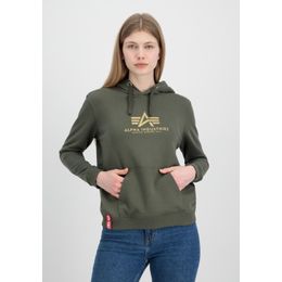 Hoodie Alpha Industries "ALPHA Women - Hoodies New Basic Hoody G Wmn" Gr. L, grün (dark olive) Damen Sweatshirts -jacken