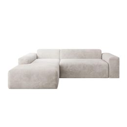 Juskys Sofa Vals Links mit PESO Stoff - Ecksofa Couch Wohnzimmer modern Sitzfläche - Beige
