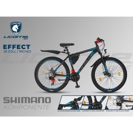 Licorne Bike Effect Premium Mountainbike in 26, 27,5 und 29 Zoll - Fahrrad f&uuml;r Jungen, M&auml;dchen, Herren und Damen - Shimano 21 Gang-Schaltung - Herrenrad Zoll:26.00;Farbe:Schwarz/Blau (2xDisc-Bremse)