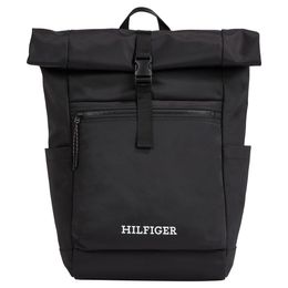 Cityrucksack Tommy Hilfiger "TH MONOTYPE ROLLTOP BACKPACK" Gr. B/H/T: 40 cm x 50 cm x 9 cm, schwarz Rucksäcke