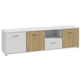 TV-Board FORTE Sideboards Gr. B/H/T: 182,9cm x 50,3cm x 40cm,, weiß (weiß/ lamela eiche hell)