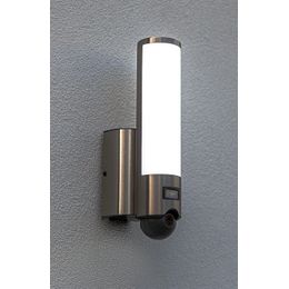 Smarte LED-Leuchte Lutec "ELARA" Lampen Gr. Höhe: 7,6 cm, grau (edelstahl) LED Außenleuchte Smart Home Außenwandleuchte Außenwandleuchten Smart-Home Kameraleuchte