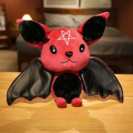 Tinisu Plüschfigur Fledermaus Kuscheltier 30 cm - Rot-Schwarz Plüschtier Stern Stofftier