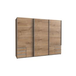 freiraum Schwebetürenschrank Seattle in PLANKENEICHE NACHBILDUNG - 270x208x65cm (BxHxT), braun