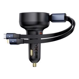 Baseus Enjoyment USB-C-Autoladegerät mit USB-C/ iPhone -60-W-Kabel – Schwarz KFZ-Adapter