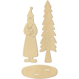 OTTO Dekoobjekt Weihnachtsmann mit Tanne, beleuchtbar, 3 Teile, beige