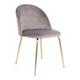 House Nordic Polsterstuhl Geneva (2er-Set), (2er-Set) in Grau, Velour - 51x78x52cm (BxHxT)