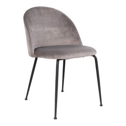 House Nordic Polsterstuhl Geneva (2er-Set), (2er-Set) in Grau, Velour - 51x78x52cm (BxHxT)