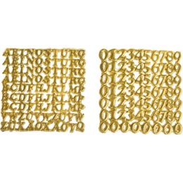 MEYCO Hobby Stumpenkerze Wachsset Zahlen & Buchstaben, 158 Stück, Gold