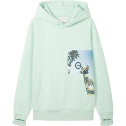 Tom Tailor Hoodie, Print-Motiv, Kängurutasche, für Kinder, grün, 152