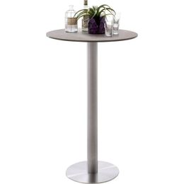 MCA furniture Bartisch Zarina, Bartisch mit Glaskeramik Tischplatte mit Edelstahl Gestell, braun