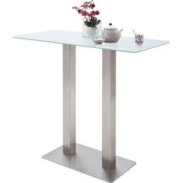 MCA furniture Bartisch Zarina, Bartisch mit Glaskeramik Tischplatte mit Edelstahl Gestell, weiß
