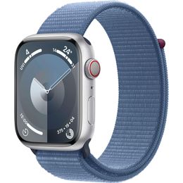 Smartwatch Apple "Watch Series 9 GPS + Cellular 45mm Aluminium" Smartwatches silberfarben (silber) Fitness-Tracker
