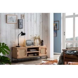 Lowboard Sit Sideboards Gr. B/H/T: 140 cm x 55 cm x 40 cm, 2 Türen, 2 offene Fächer, schwarz (natur, schwarz) Lowboards