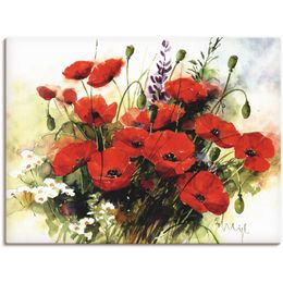 Wandbild Artland "Blumen Zusammenstellung III" Bilder Gr. B/H: 80 cm x 60 cm, Leinwandbild Blumen, 1 St., rot Kunstdrucke