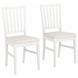 4-Fußstuhl Home Affaire "Ruanda" Stühle Gr. B/H/T: 44 cm x 92 cm x 50 cm, 2 St., Webstoff, Massivholz, beige (beige, weiß) 4-Fuß-Stühle