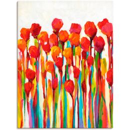 Wandbild Artland "Strotzen mit Farben I" Bilder Gr. B/H: 90 cm x 120 cm, Leinwandbild Blumenwiese Hochformat, 1 St., rot Kunstdrucke