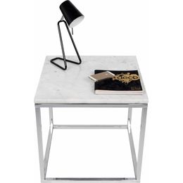 Beistelltisch TemaHome "Praise" Tische Gr. B/H/T: 50 cm x 50 cm x 50 cm, Chromfarbenes Beingestell, weiß (weiße marmorplatte) Beistelltische