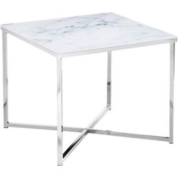 Beistelltisch Salesfever Tische Gr. B/H/T: 50 cm x 42 cm x 50 cm, Weiß/Chrom, weiß (weiß, chromfarben, weiß) Beistelltische