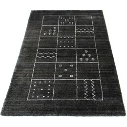 Wollteppich morgenland "Vintage Teppich handgeknüpft schwarz" Teppiche Gr. B/L: 70 cm x 140 cm, 8 mm, 0,98 m², 1 St., schwarz Orientalische Muster